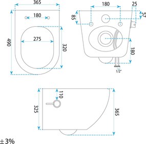 Rea Carlo Lux, závěsná WC mísa s funkcí bidetu + toaletní sedátko, bílá lesklá, REA-C9701