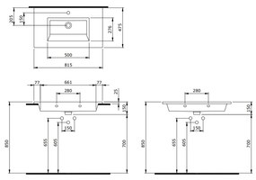 BOCCHI Milano - Umyvadlo na skříňku s přepadem, 815x475 mm, bílá lesklá