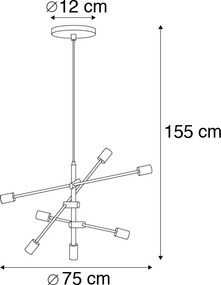 Chytré průmyslové závěsné svítidlo černé vč. 6 WiFi ST64 - Sydney