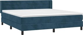 Box spring postel s matrací tmavě modrá 160x200 cm samet 3131031