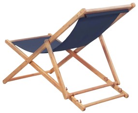 Skládací plážové křeslo látka a dřevěný rám modré - Default Title