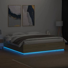 Rám postele s LED osvětlením dub sonoma 200 x 200 cm kompozit 3209585