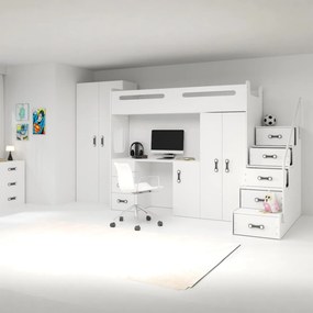 SMB Dětská patrová postel se skříní a stolem MAXI 4, 80x200 cm Barva šuplíku: Modrá