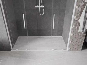 Mexen Velar L Duo, posuvné sprchové dveře do otvoru 170 cm, 8mm čiré sklo, bílá matná, 871-170-003-02-20