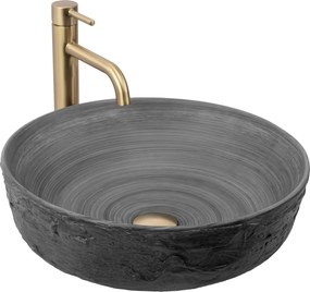 Keramické umyvadlo na desku REA BABILON SILVER ø 42 cm, šedá