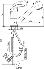 Slezák - RAV Dřezová baterie s vytahovací sprchou VLTAVA - V110.x, Chrom Připojovací hadičky - závit: 3/8"