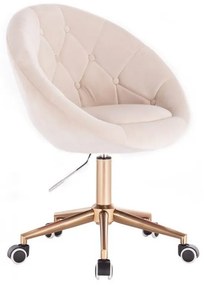 LuxuryForm DESIGN Křeslo VERA VELUR na zlaté podstavě s kolečky - krémové