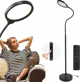 Led Podlahová Lampa Na Čtení, Stmívatelná, Flexibilní Krk, 164 CM, Černá