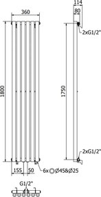 Mexen Nevada, topné těleso 1800 x 360 mm, 705 W, černá, W201-1800-360-00-70