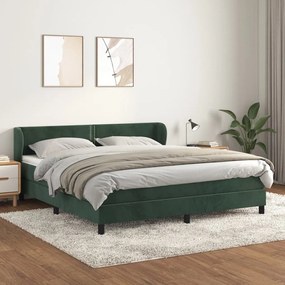 vidaXL Box spring postel s matrací tmavě zelená 160x200 cm samet