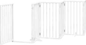 Zábrana pro psy s dvířky skládací 9 panelů bílá 450 cm topol 3155538