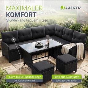 Juskys Polyratanová zahradní souprava Manacor pro 8 osob Barva: černá / šedá