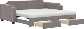 Válenda s přistýlkou a zásuvkami taupe 80 x 200 cm textil 3197686