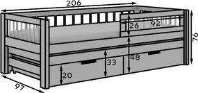 ADRK Furniture Dětská postel Orio s matrací