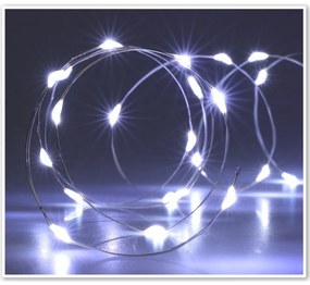 Světelný drát s časovačem Silver lights 40 LED, studená bílá, 195 cm