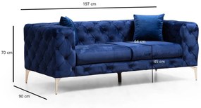 Designová sedačka Rococo 197 cm tmavě modrá