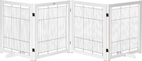 PawHut Volně stojící Pet Gate Bezpečnostní brána pro psy s nohama 305 x 82 cm Dřevěná brána pro psy Skládací brána pro schody Psí bariéra pro schody,