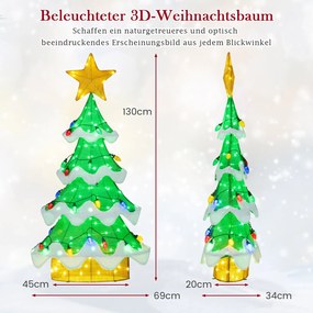 Costway 130 cm LED vánoční stromek s LED světly a žárovkami ve tvaru hvězdy