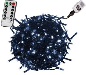 VOLTRONIC® 59750 Vánoční LED osvětlení 60 m - studená bílá 600 LED + ovladač - zelený kabel
