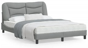 vidaXL Rám postele s LED osvětlením světle šedý 140 x 200 cm textil