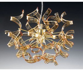 Metal Lux 205.140.06 Astro Amber, ambrové designové závěsné svítidlo v průměru 40cm, 3x40W, ambrové sklo, zlato 24K