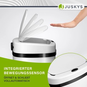 Juskys Obdélníkový bezdotykový odpadkový koš Barva: stříbrná, Velikost: 50 L