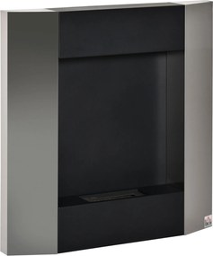 HOMCOM Nástěnný Bioetanolový Krb s 0,7L Nádrží a Krytem pro 20m², Ocel, 72x11x72cm, Stříbrný a Černý | Aosom
