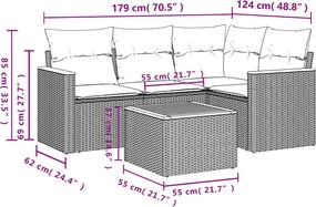 vidaXL 5dílná zahradní sedací souprava s poduškami polyratan [3225941] Barva: Mix béžová