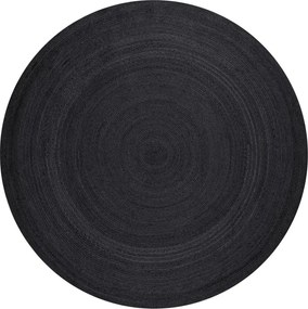 Černý oboustranný/ručně tkaný jutový kulatý koberec ø 200 cm Braided – Hanse Home