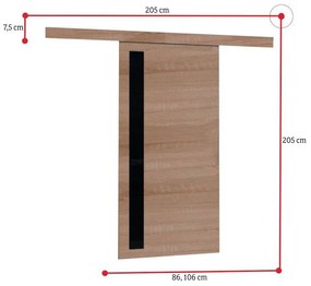 Expedo Posuvné dveře se sklem CABANA + Tichý dojezd, 106x205x1,6, bílá