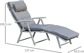 Skládací sluneční lehátko Outsunny s hlavovou opěrkou, polštářkem a skládacím opěradlem s 7 pozicemi, relaxační lehátko až do hmotnosti 165 kg, ideál…