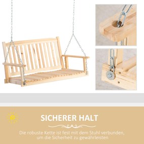 Zahradní houpačka Outsunny pro 2 osoby, lavice z masivního dřeva, závěsná lavice na terasu, 117 x 69 x 60 cm, rustikální design | Aosom.de