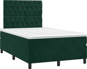 Box spring postel s matrací tmavě zelená 120x190 cm samet 3270016