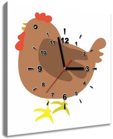 Gario Obraz s hodinami Hnědá slepička Rozměry: 30 x 30 cm