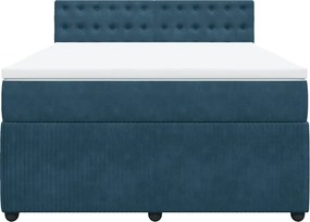 Box spring postel s matrací modrá 140 x 200 cm samet 3290074
