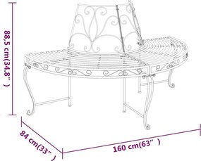 Půlkruhová lavice kolem stromu Ø 160 cm černá ocel 318824