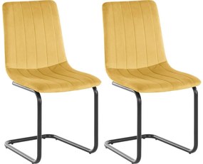 Danish style Jídelní židle Marcela (SET 2 ks), samet, žlutá