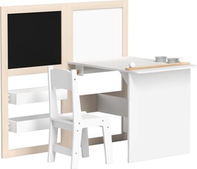 AIYAPLAY Dětský set stolu a židle 2 kusy Dětský stůl se židlí a sklopným easelovým stolem pro děti od 3 let s regály a papírovým rolí do dětského pok…