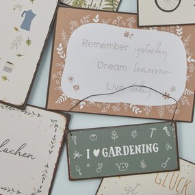 Ib Laursen Plechová cedule I Love Gardening, zelená barva, kov