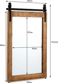 Costway Obdélníkové zrcadlo s dřevěným rámem a kovovým držákem