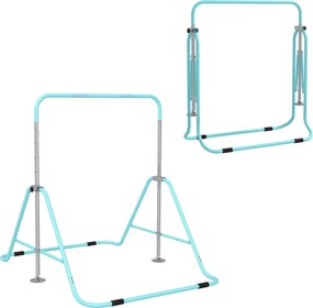 HOMCOM Skládací gymnastická hrazda pro děti - Výškově nastavitelná od 88 do 128 cm - s trojúhelníkovou ocelovou základnou - Zelená | Aosom