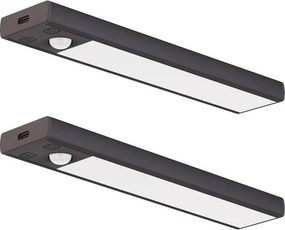 SADA 2x LED Nab. osvětlení nábytku se senz. VIRO LED/1W/800 mAh 20 cm CCT černá