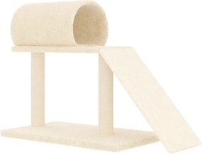 Škrabadlo pro kočky s tunelem a žebříkem krémové 55,5 cm 171789