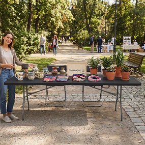 Costway Zahradní stůl skládací s rukojetí XXL pro 10 osob – 244 × 75 cm