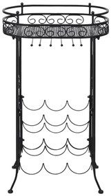 vidaXL Marketos Stojan na víno se stojanem na sklenice na 9 lahví kov