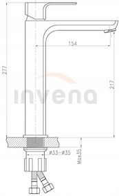 Invena Nyks, vysoká umyvadlová baterie, chrom lesklý, INV-BU-28-W01-S