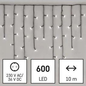 LED Vánoční venkovní řetěz 600xLED/8 módů 15m IP44 studená bílá