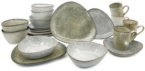 Clay TRIANGLE Polévkový keramický talíř 19x17x5 cm šedo-béžová