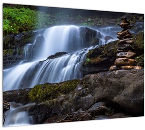 Skleněný obraz vodopádu (70x50 cm)