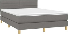 Box spring postel s matrací a LED tmavě šedá 140x200 cm textil 3133798